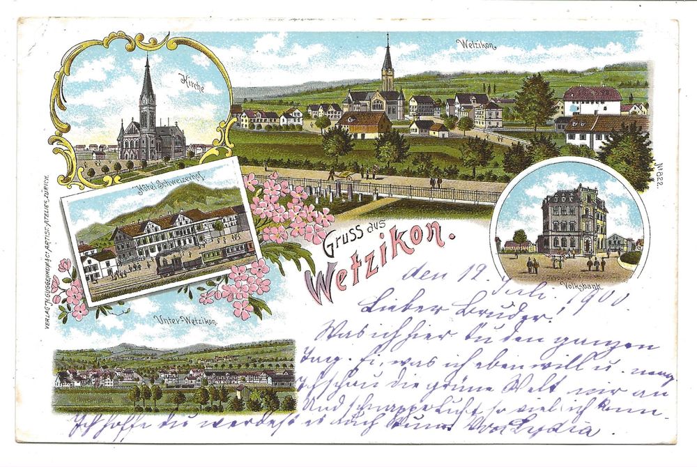 Gruss aus Wetzikon (ZH) Kirche - Schweizerhof - Litho - 1900 (Gebraucht) in Engelburg für CHF 44 ...