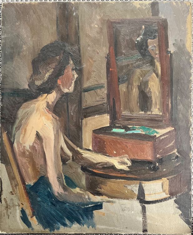 20. J. H. Schweizer Schule, Dame vor dem Spiegel Gemälde (Gebraucht) in ...