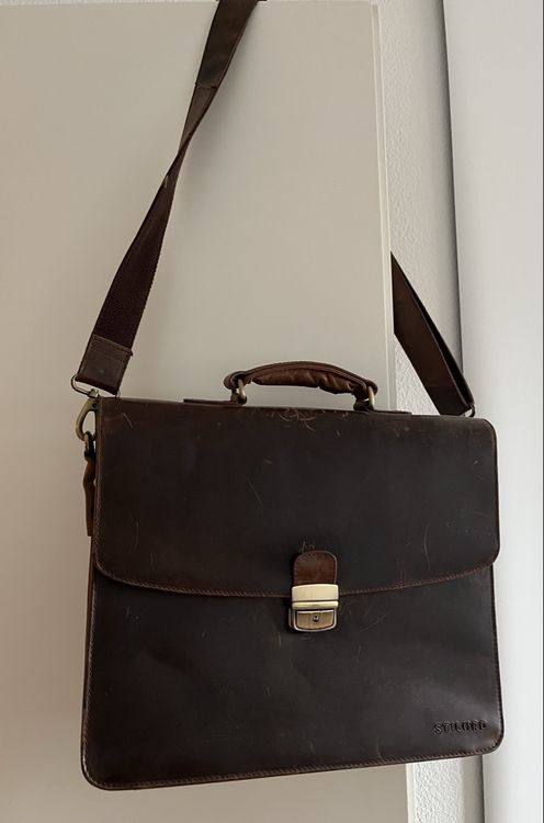 STILORD "Loris" Leather Briefcase, Vintage, Brown | Kaufen auf Ricardo