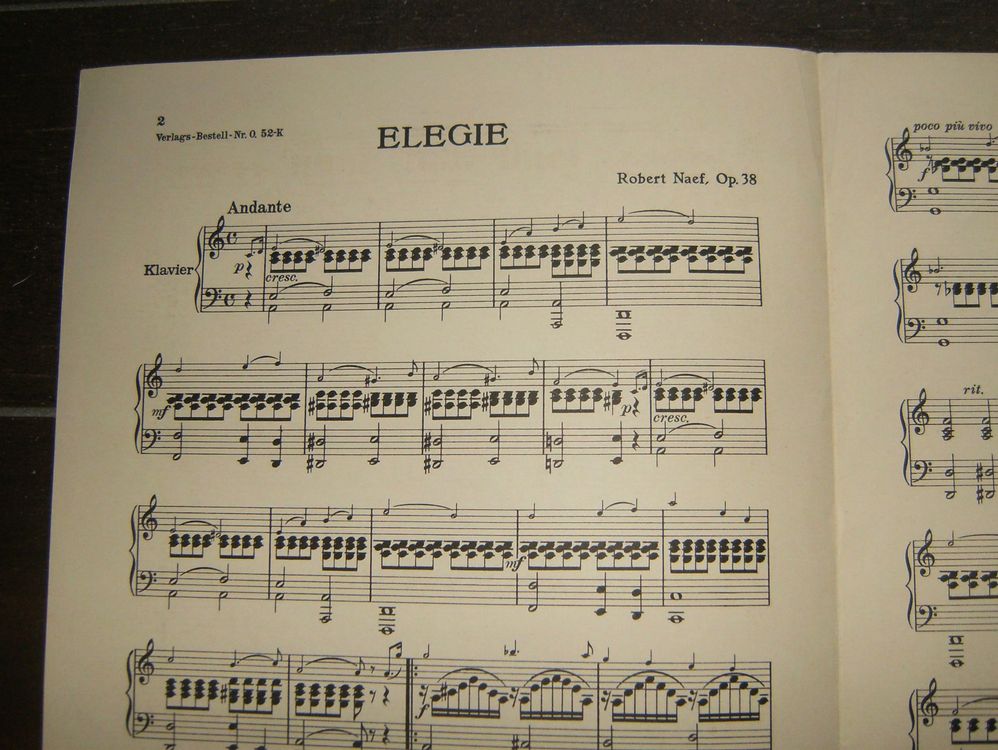 Notenblatt "ELEGIE" für Klavier, von Robert Naef | Kaufen auf Ricardo