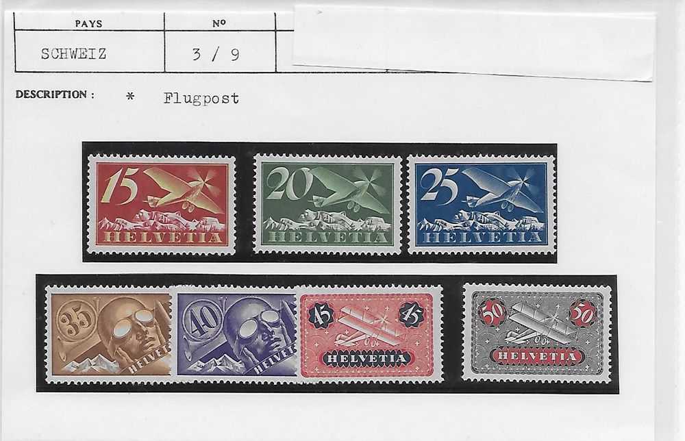 Timbre Flugpost 3 à 9 * (Neu (gemäss Beschreibung)) in Sorvilier für CHF 6 – mit Lieferung auf ...
