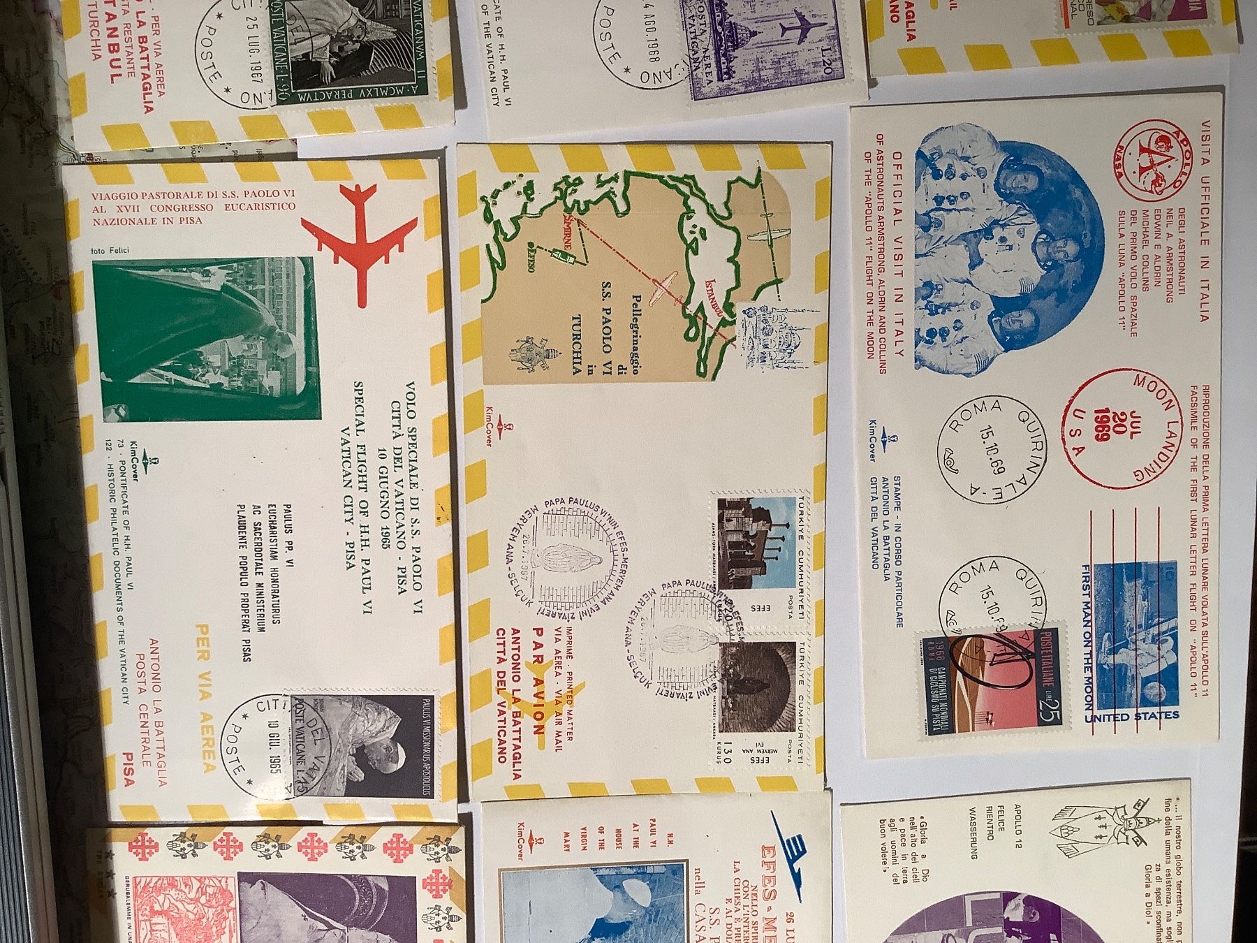 13 Belege Vatikan 1964 - 1970, Flugpost und Apollo (Gebraucht) in St ...