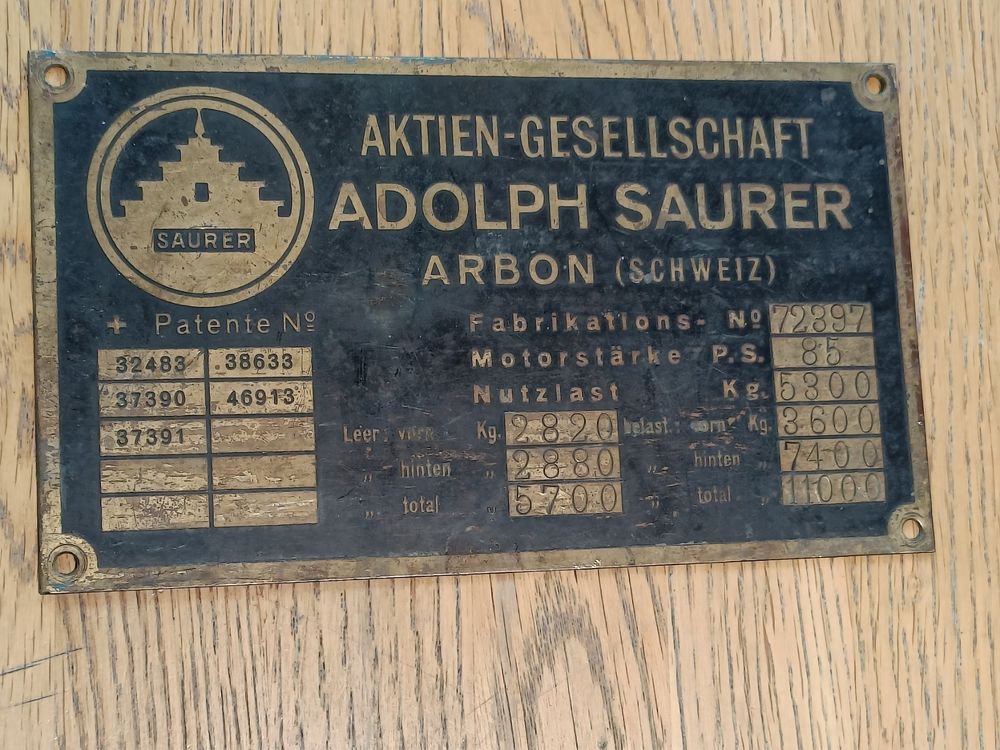 Altes Automobil Typen Schild / Adolph Saurer Arbon (Gebraucht) in Brugg ...