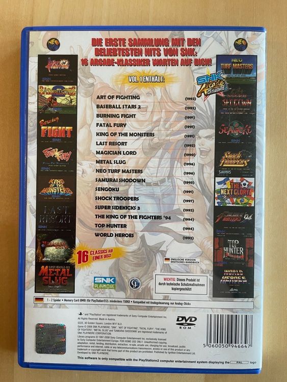PS2 Spiel - SNK Arcade Classics Vol. 1 (Gebraucht) in Ittigen für CHF ...