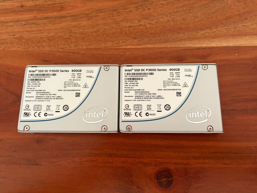 2x 400GB NVMe Intel P3600 SSDs 2.5" (Gebraucht) in Amriswil für CHF 1 ...