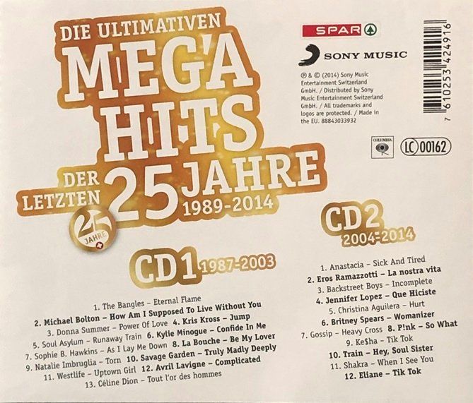 Die ultimativen Mega-Hits der letzten 25 Jahre (2 CDs) (Gebraucht) in ...