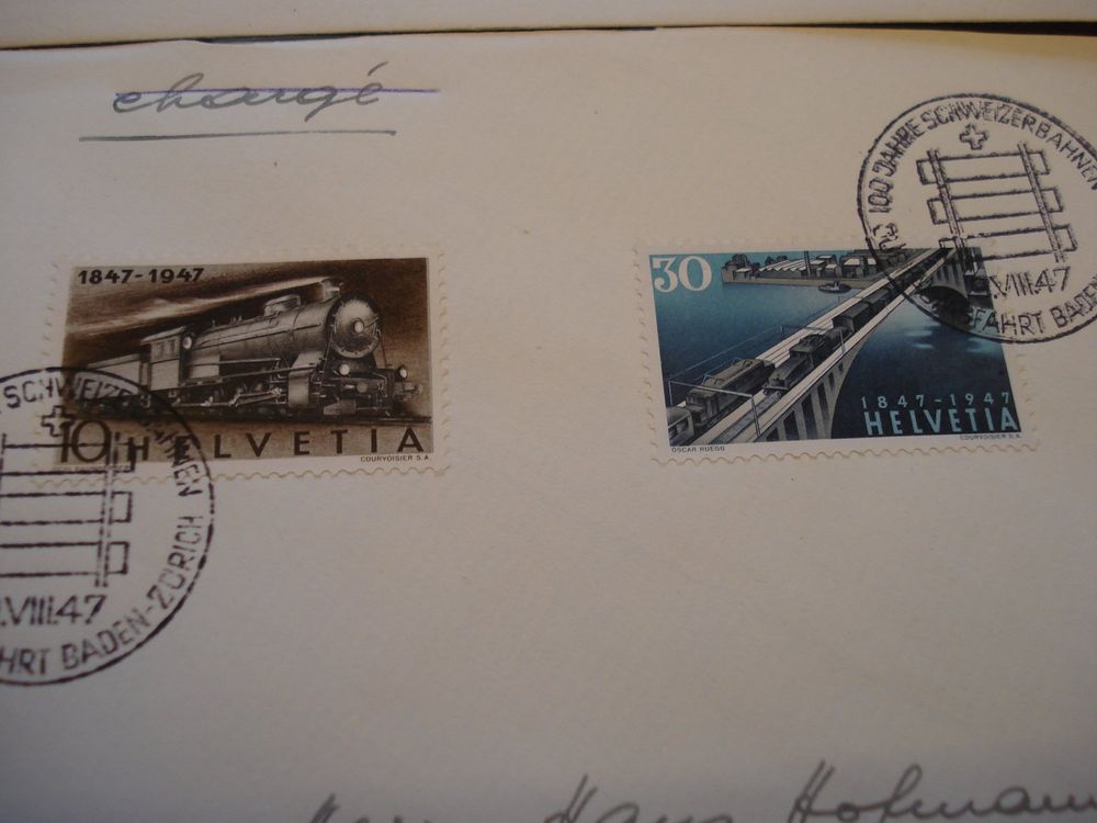 2 Belege Badenfahrt 1947, Satz 100 Jahre Eisenbahn, (Gebraucht) in Niederwil AG für CHF 1.2 ...