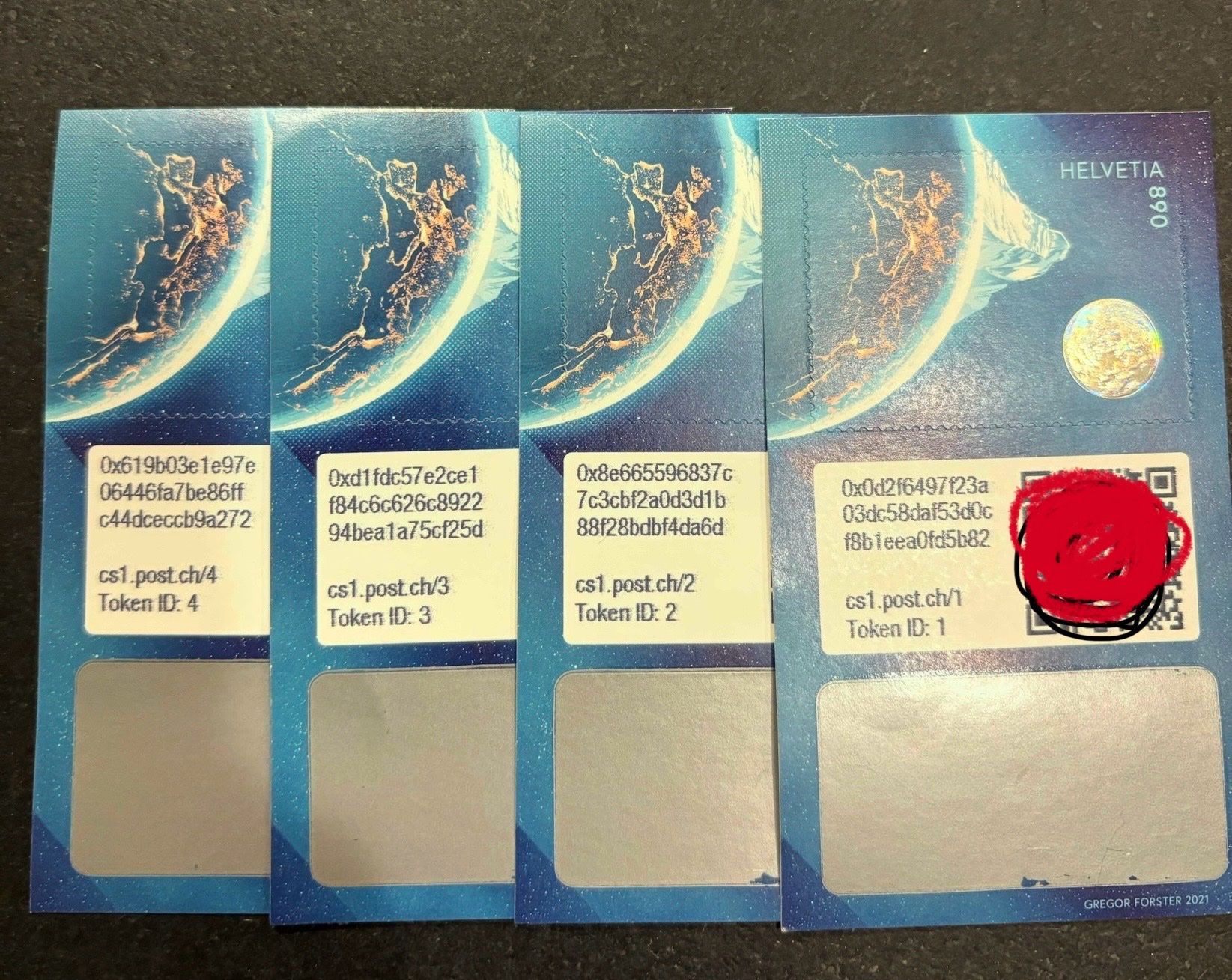 Crypto Stamps - Post CH - 2021, ID 1/2/3/4 (Neu (gemäss Beschreibung ...