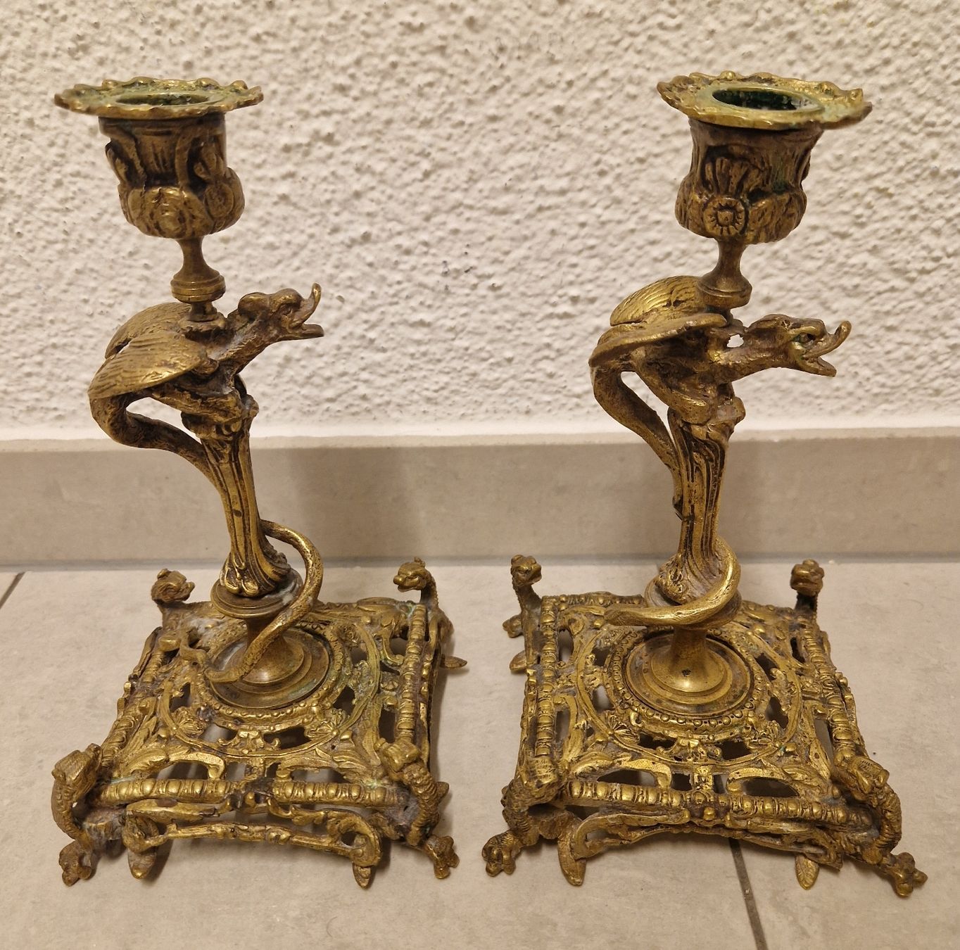 Antike Kerzenständer, Messing/Bronze, Drachen 🌻🎅 (D'occasion) à Stans ...