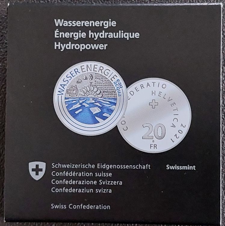 20 Fr. Gedenkmünze 2021 pp Wasserkraft (Neu und originalverpackt) in Arch für CHF 80 – mit ...