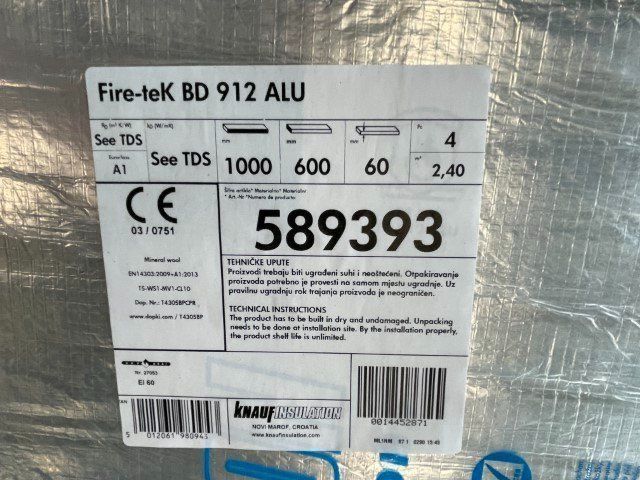 Knauf Typ FIRE-tek BD 912 Alu ,Isolation,Dämmung,Brandschutz (Neu und originalverpackt) in Stein ...