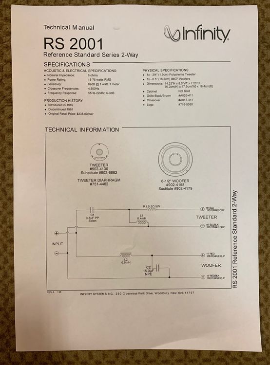 Infinity Hi-Fi Regal-Boxen RS2001,revidiert mit neuen Sicken | Kaufen auf Ricardo