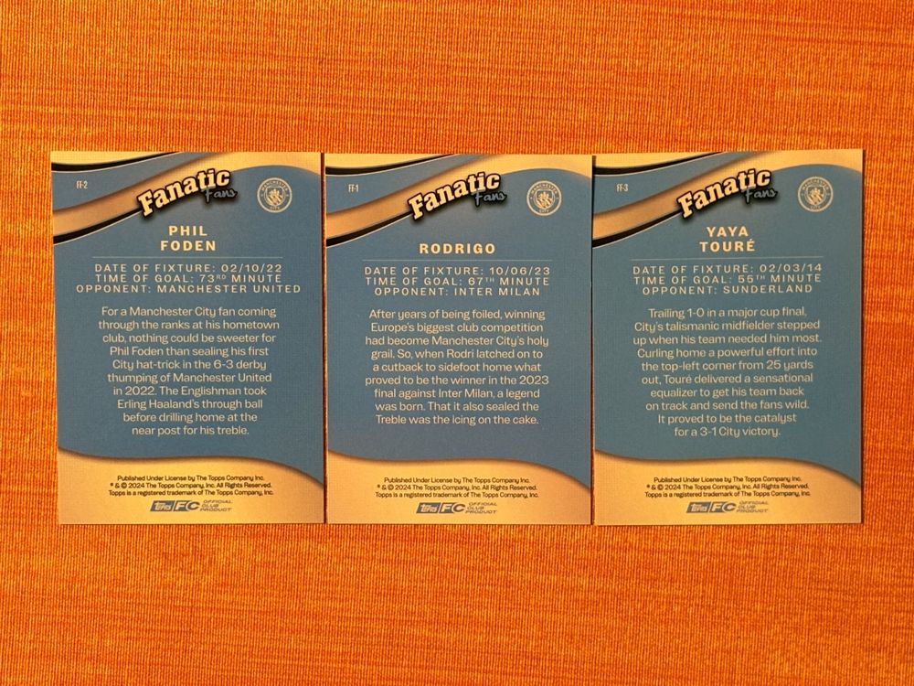 Fanatic Fans Set x3 - Topps Manchester City Fan Set 24/25 (Neu (gemäss ...