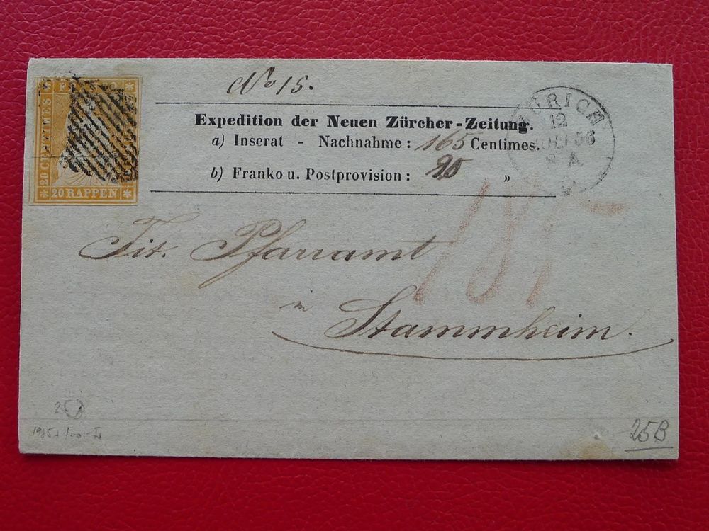 Strubelbrief: 25B von ZÜRICH nach Stammheim, Kat: 500.-+ (Gebraucht) in ...