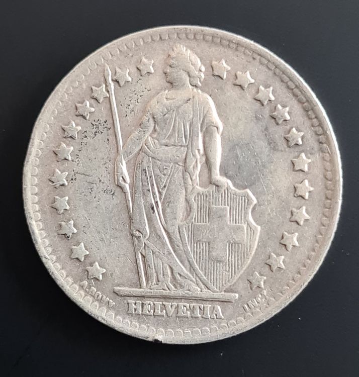 1 Franken 1945 B Silbermünze Schweiz CH Helvetia silver coin (Gebraucht ...