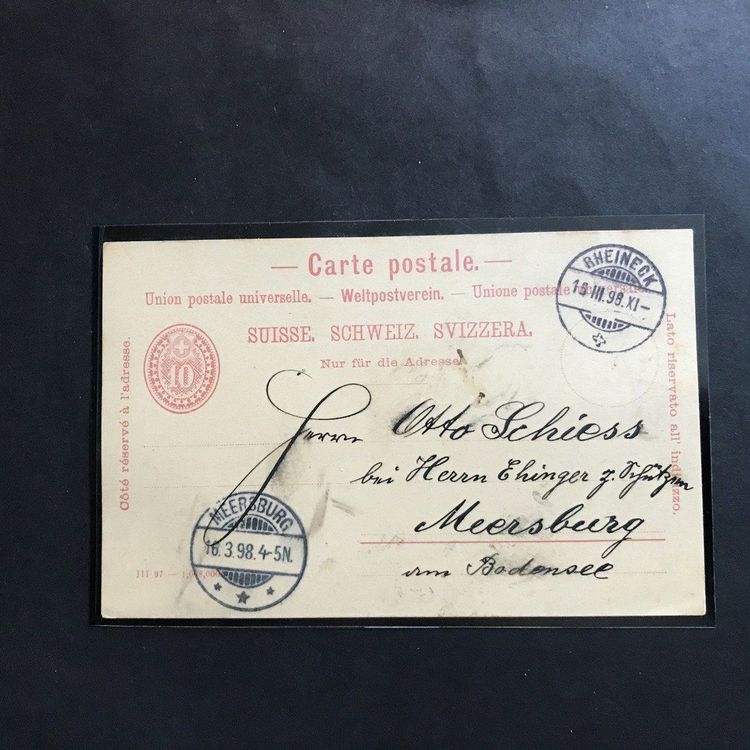 Postkarte Nr. 28, gest RHEINECK 16.III.98 (Gebraucht) in Uitikon Waldegg für CHF 1 – mit ...