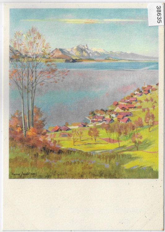 Merligen mit Stockhornkette - Künstlerkarte: M. Jacobi (Gebraucht) in ...