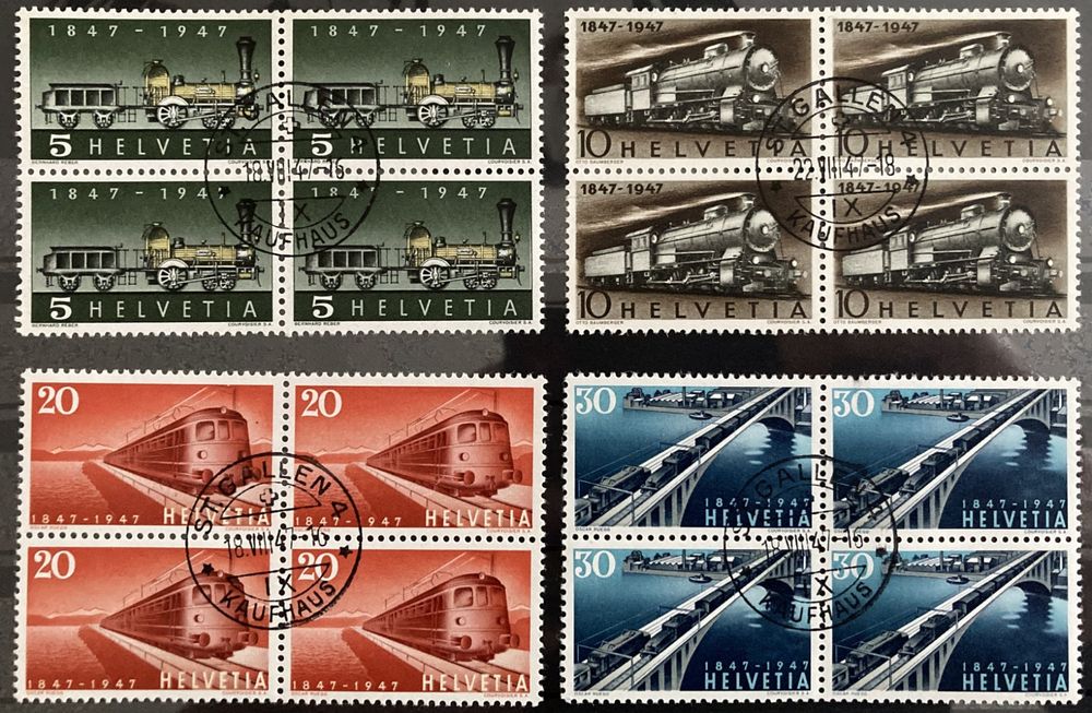 CH 1947 Viererblock Serie 277-280 gestempelt, SBK 44 Fr. (Neu (gemäss Beschreibung)) in Flawil ...