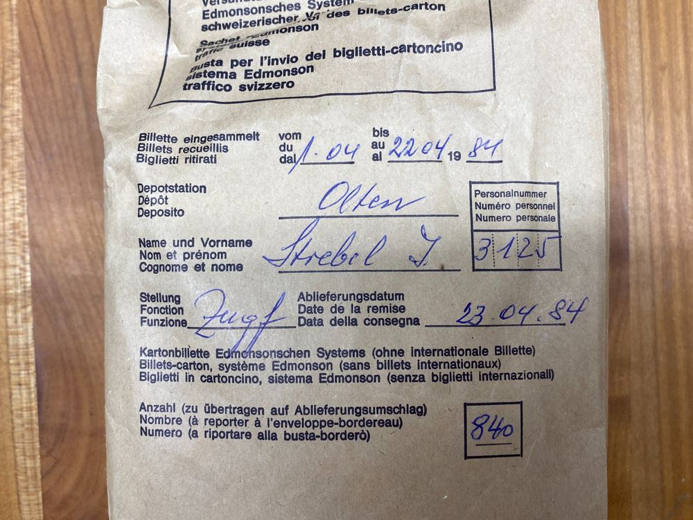 LOT Bahnbillette / Kartonbillette SBB 80er Jahren ///E855 (Gebraucht) in Bern für CHF 40 – mit ...