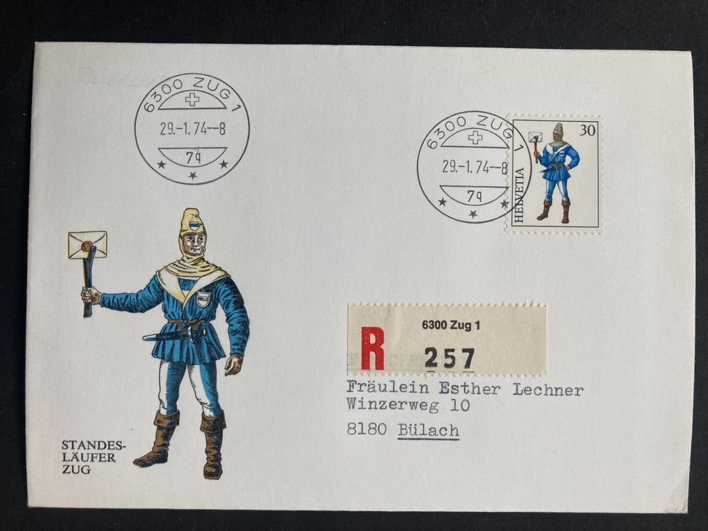 Schweiz 1974 R-FDC Standesläufer Zug aus Block Ortsstempel (Gebraucht) in Liestal für CHF 3 ...