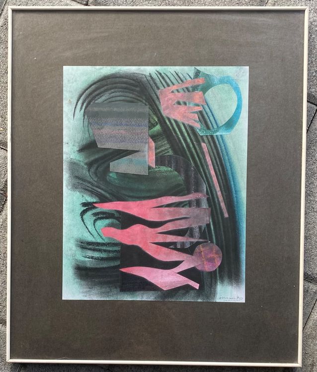 70. er. Jahre Abstrakte Mischtechnik Collage Unleserlich Sig | Acheter sur Ricardo