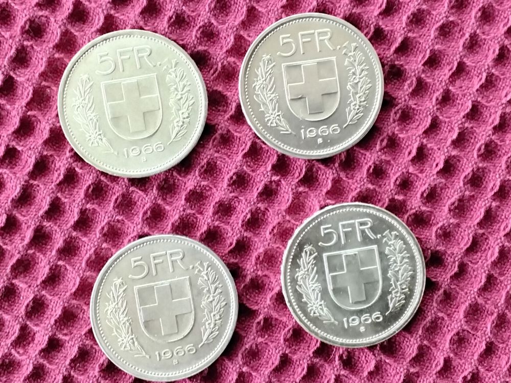 4 Silbermünzen 5 Franken 1966 Schweiz Swiss | Kaufen auf Ricardo