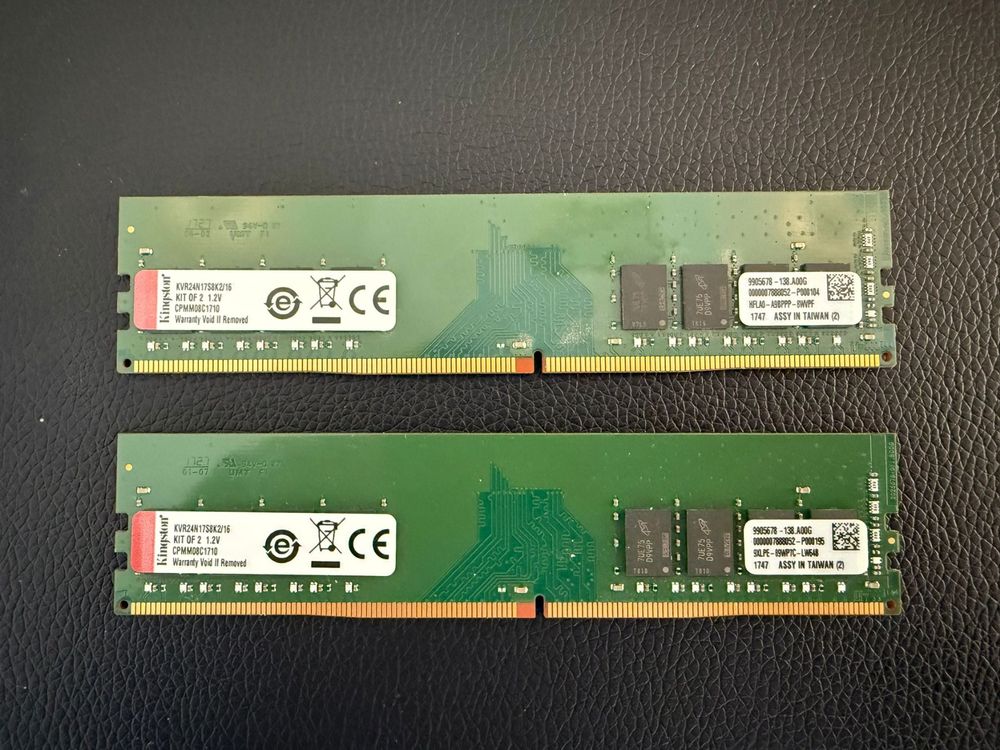 2× 16 GB DDR4 RAM – 32 GB Kit – Kingston – DDR4-2400 – UDIMM (Gebraucht ...