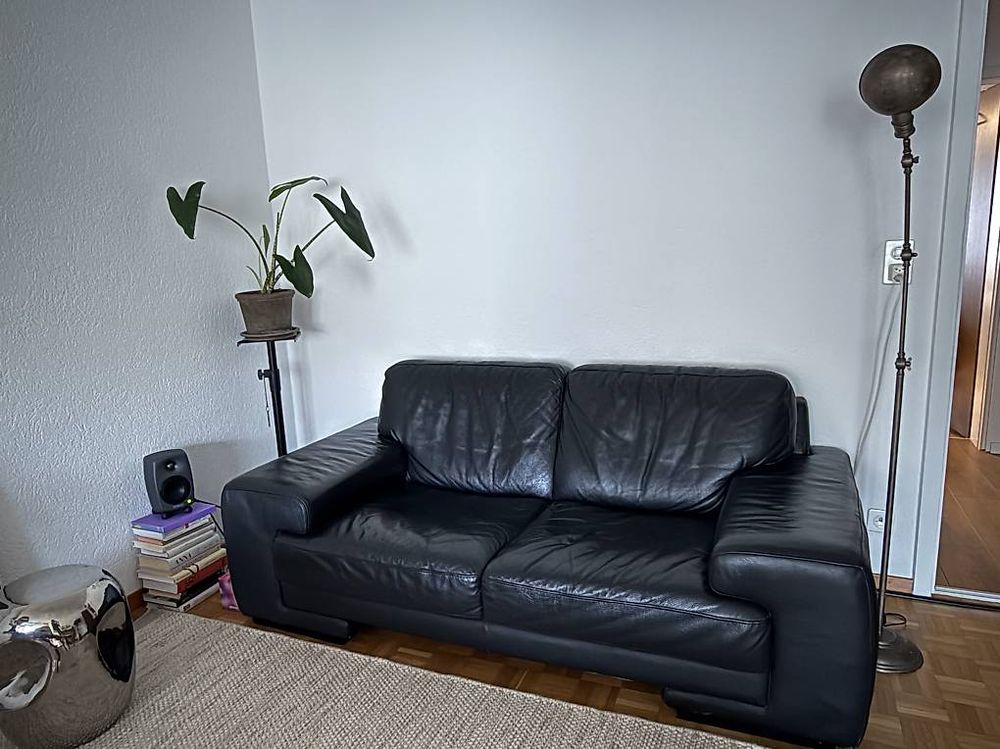 Schwarzes Sofa - Leder | Kaufen auf Ricardo