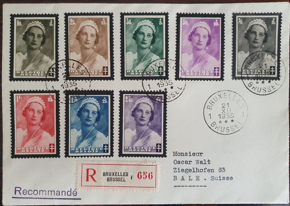 Queen Astrid R-Satzbrief 21 XII 35 nach Basel (Gebraucht) in Fislisbach ...