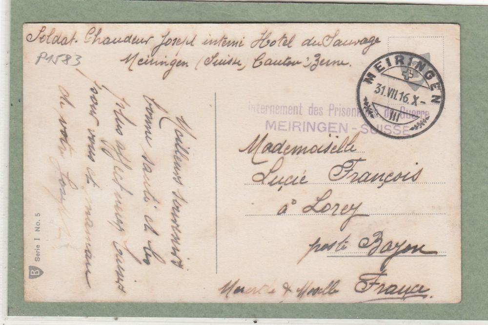 MEIRINGEN 1916, STEMPEL KRIEGSGEFANGENEN LAGER , AUF AK (Gebraucht) in Hergiswil NW für CHF 18 ...