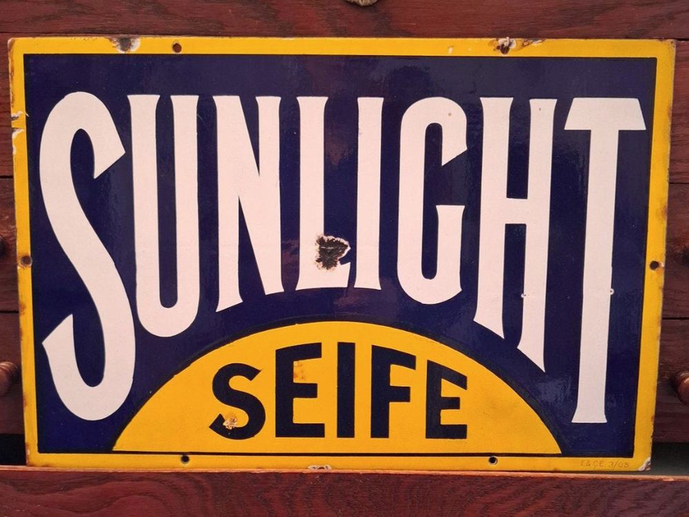 Antikes Emailleschild "Sunlight Seife" 1905 Schweiz (Gebraucht) in Mönchaltorf für CHF 360 – mit ...