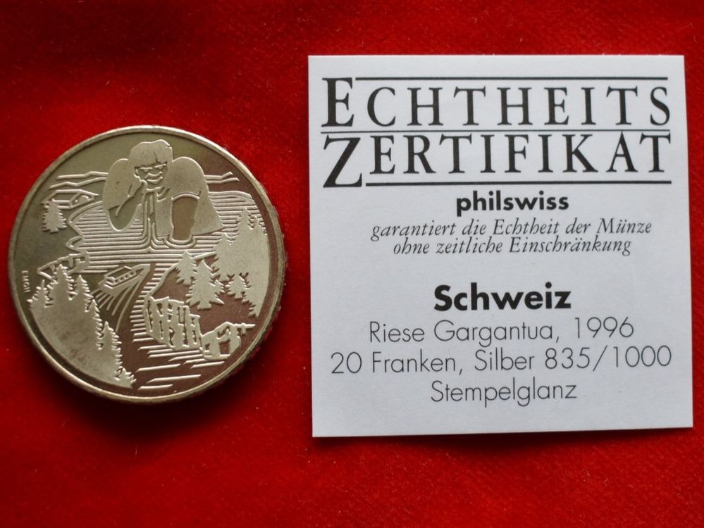 1 Silber Münze zwanzig Franken 1996 Riese Gargantua | Kaufen auf Ricardo
