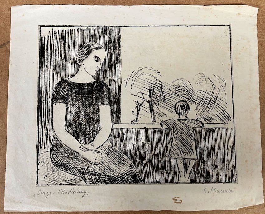Radierung Titel Sorge, handsigniert Eugen Maurer (ID B3148) (Gebraucht ...
