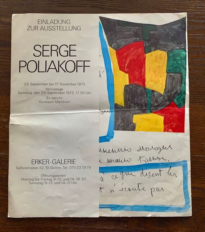 SERGE POLIAKOFF-INVITO/POSTER -ERKER-GALERIE 1973 (Gebraucht) in PARADISO für CHF 49 – mit ...