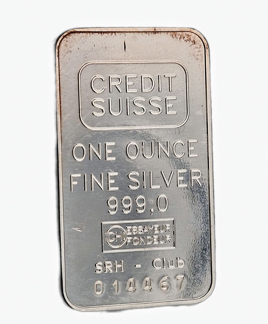 Lingot 1 once fine silver Credit Suisse Argor-Heraeus (Neuf avec ...