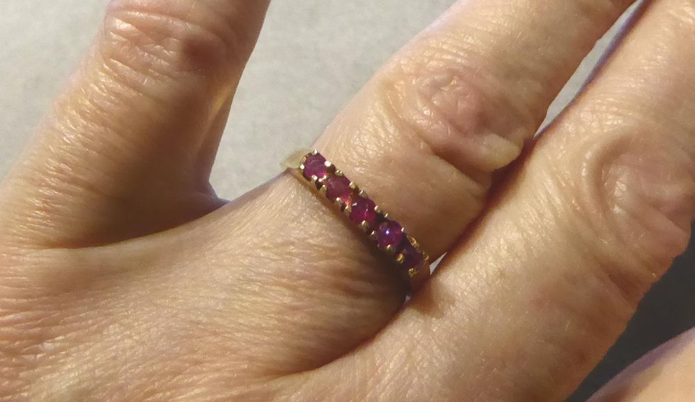 Ring 800 Silber vergoldet mit echten Rubliten um 1975 (Gebraucht) in ...