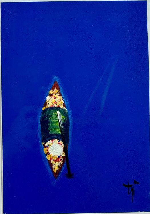 Sehr Interessante Mischtechnik, Ruderboot unleserlich Sig. | Kaufen auf Ricardo