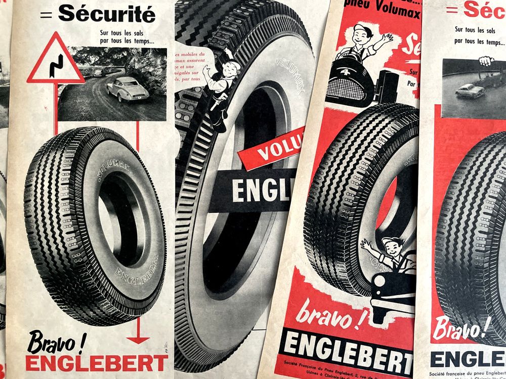Englebert Reifen/Pneus - 5 Alte Werbungen/Publicités 1955/56 (Gebraucht ...