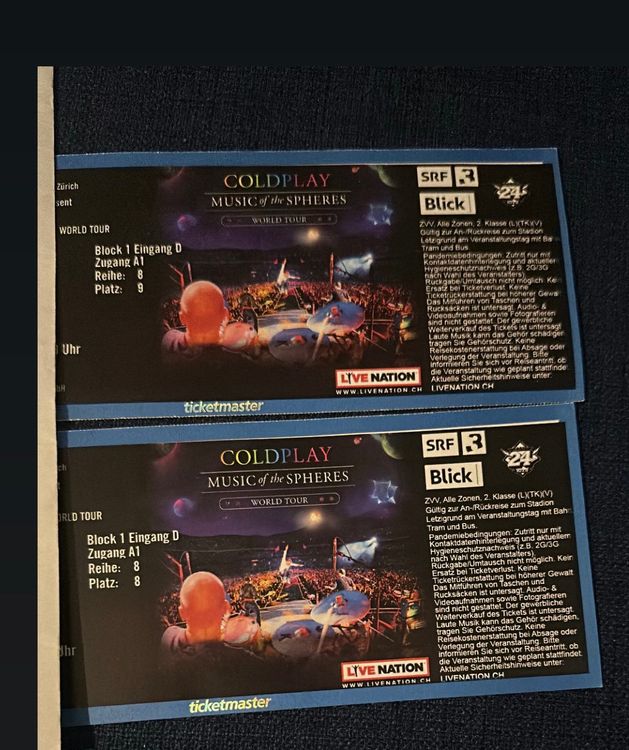 Coldplay sitting tickets for Sunday 02.07 !!!! | Kaufen auf Ricardo
