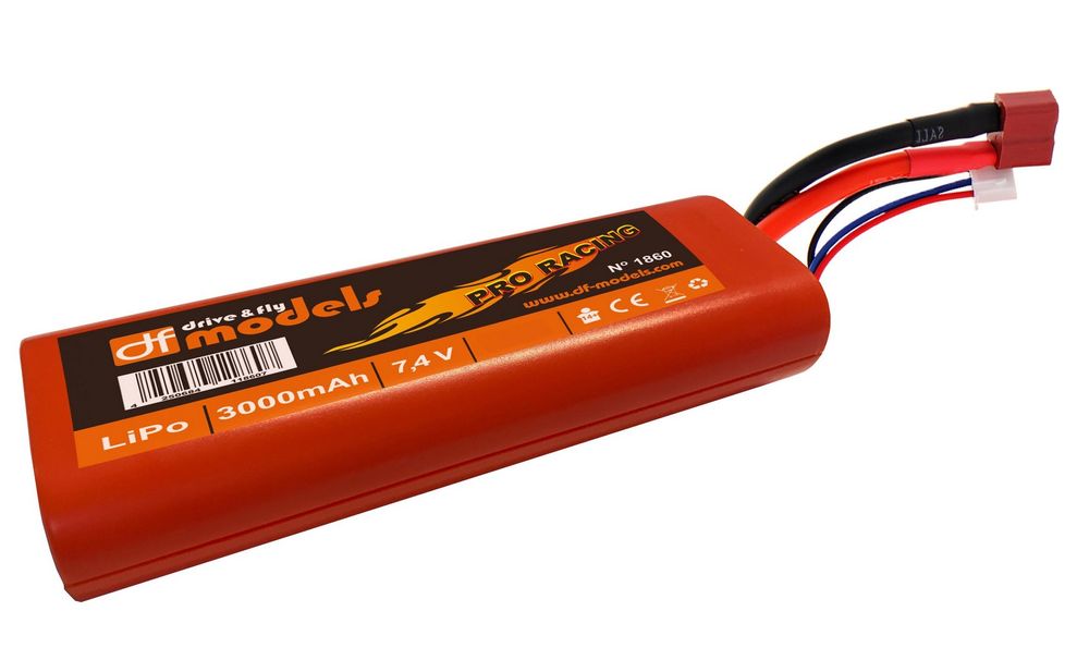 DF-Models LiPo Pack 2S - 7.4 Volt - 3000mAh, 45C - round (Neu und ...