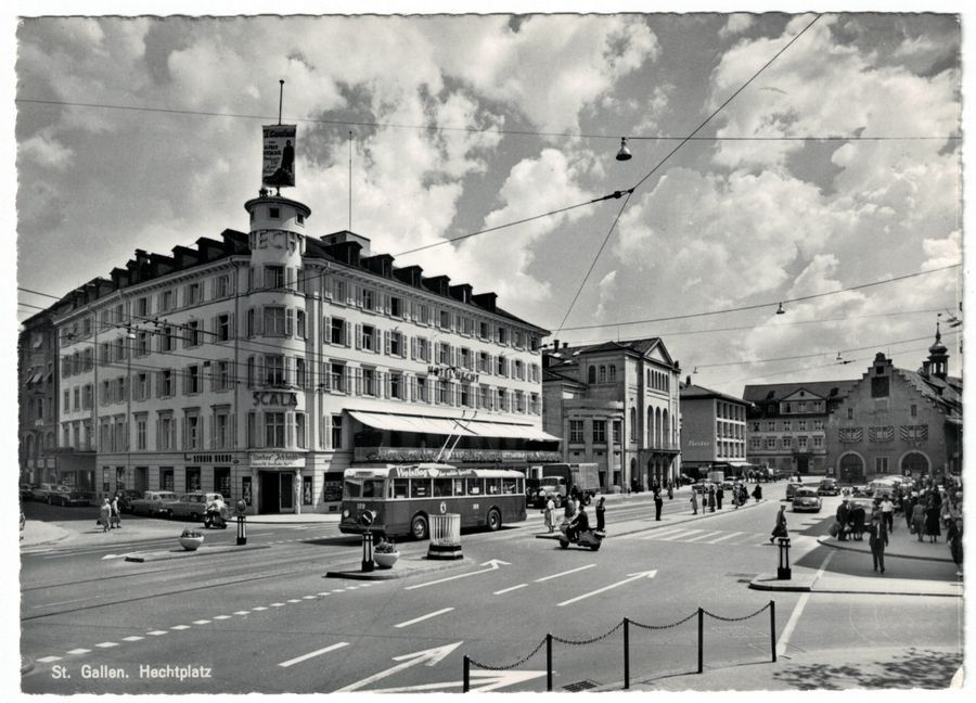 St. Gallen, Hechtplatz, Stadt-Trolleybus, um 1955 (Gebraucht) in ...