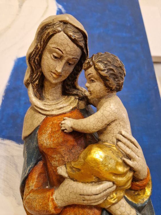 Holzfigur Maria und Jesuskind geschnitzt und handbemalt 54cm (Gebraucht ...