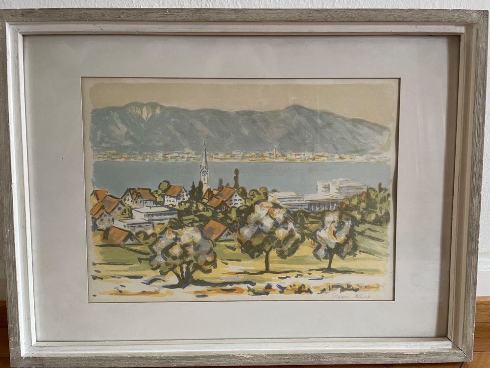 Zollikon, Lithografie von Heini Waser, gerahmt | Kaufen auf Ricardo