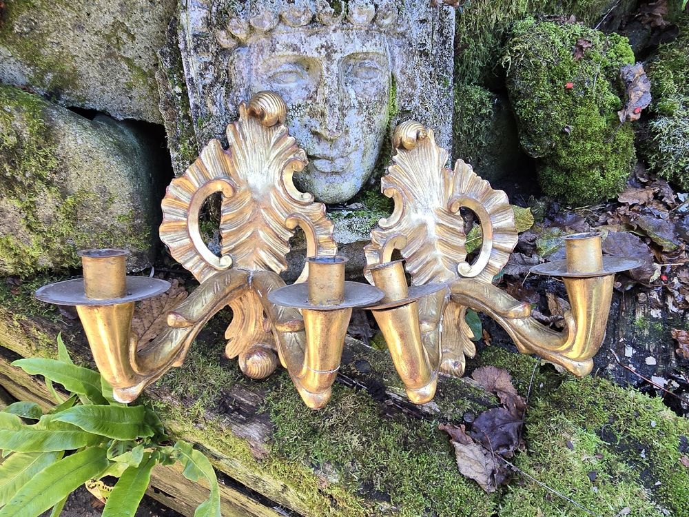 Zwei Antike Wandleuchter Kerzenhalter Gold Vintage (Gebraucht) in Walkringen für CHF 5 – mit ...