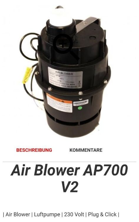 Pool Motoren Air Blower AP700 V2 (Neu und originalverpackt) in Brittnau für CHF 120 – mit ...