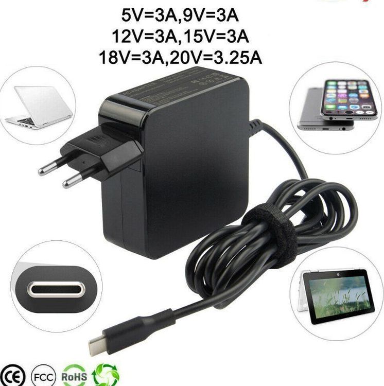 45W USB-C Type- C AC Adapter Laptop Ladegerät Netzkabel Kabe (Neu und ...