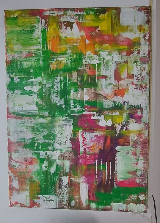 Gemälde, Frühlingsfarben von mir selbstgemalt 50×70 (Gebraucht) in Riehen für CHF 40 – mit ...