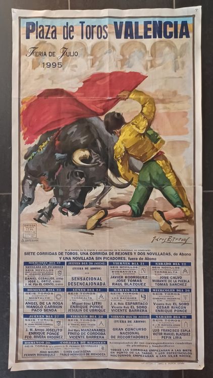 affiche de tauromachie Valencia juillet 1995 (Gebraucht) in Loveresse ...