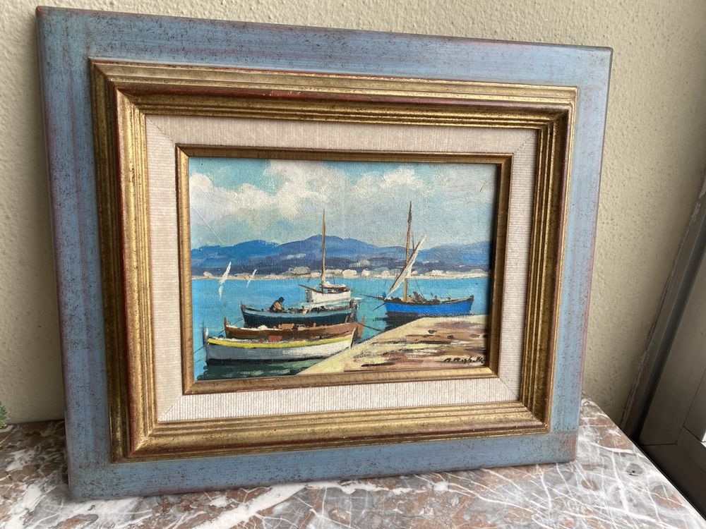 Tableau ancien signé représentant un port | Kaufen auf Ricardo