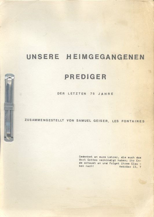 Mennoniten: UNSERE HEIMGEGANGENEN PREDIGER - Samuel Geiser | Kaufen auf ...